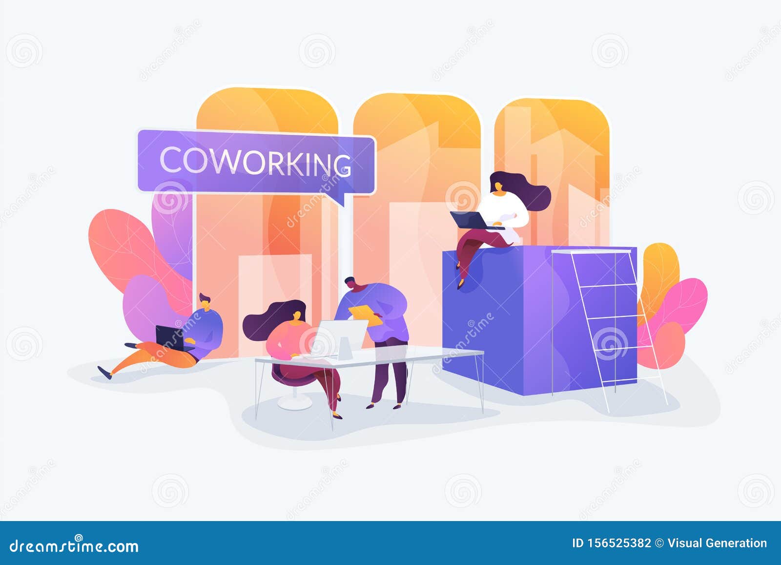 Coworking Concept Vector Illustration Stock Vector - Illustration of ...