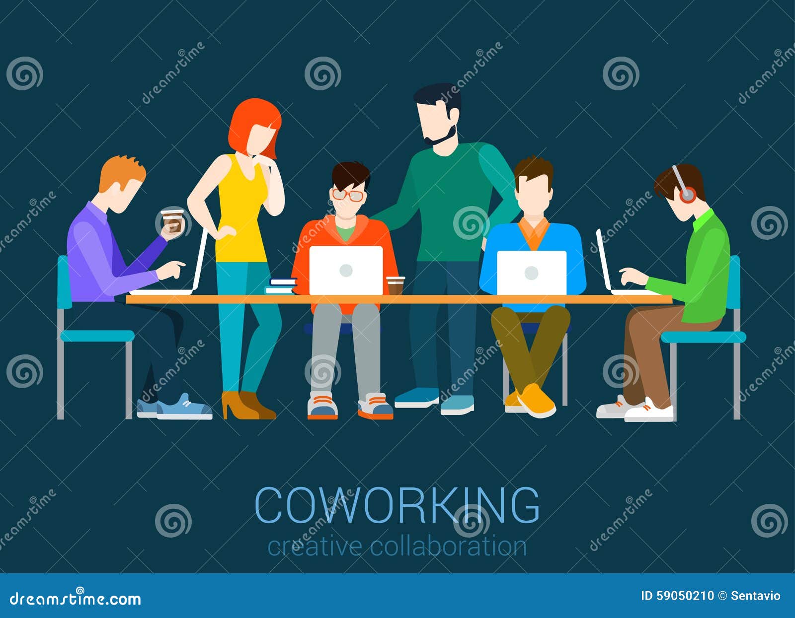 Coworking Flat Web Infographic Concept Vector Stock Vector ...