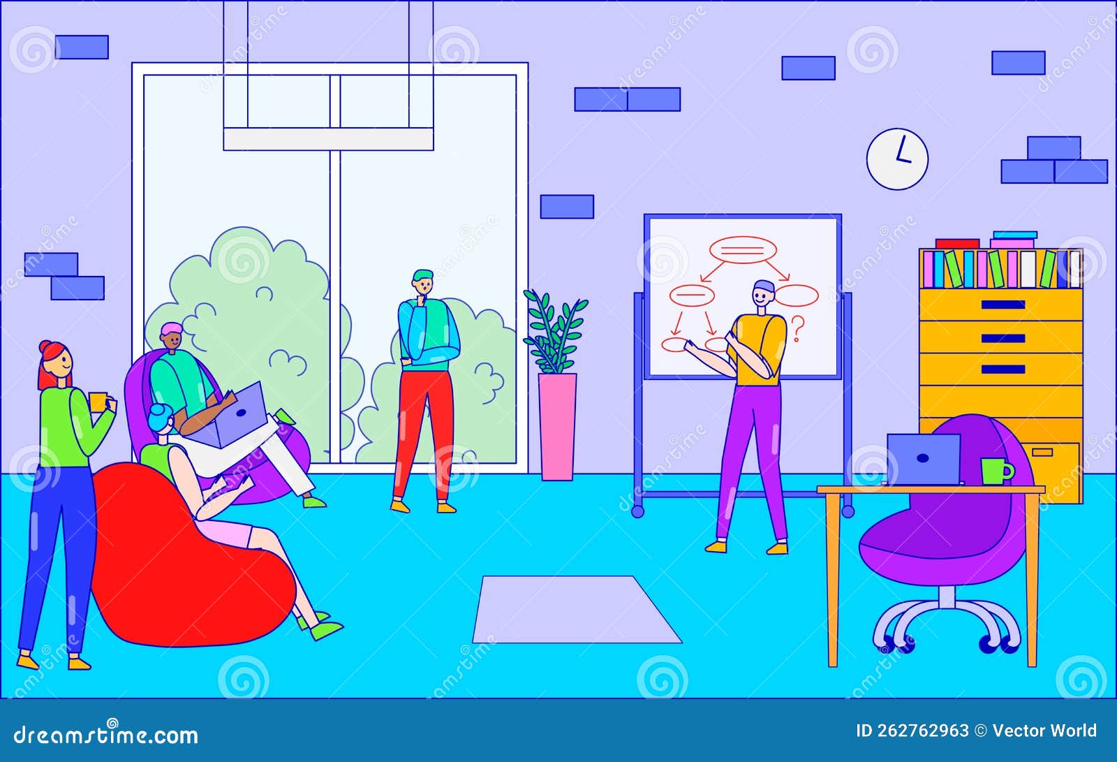 Coworking Office Cafe Area, Teamwork Freelance Together Solution ...