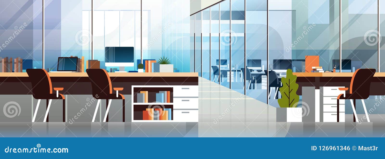 Coworking Office Interior Modern Center Creative Workplace Environment ...