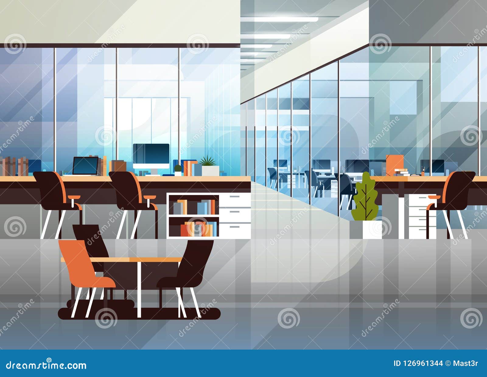 Creative Workplace Modern Open Space Empty Nobody Office Interior ...