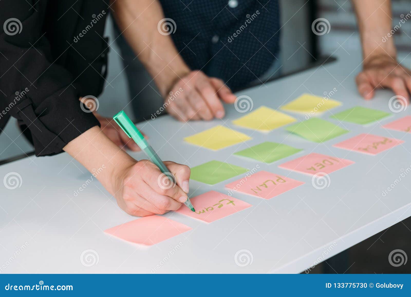 Coworking Office Writing Notes Planning Teamwork Stock Photo - Image of ...