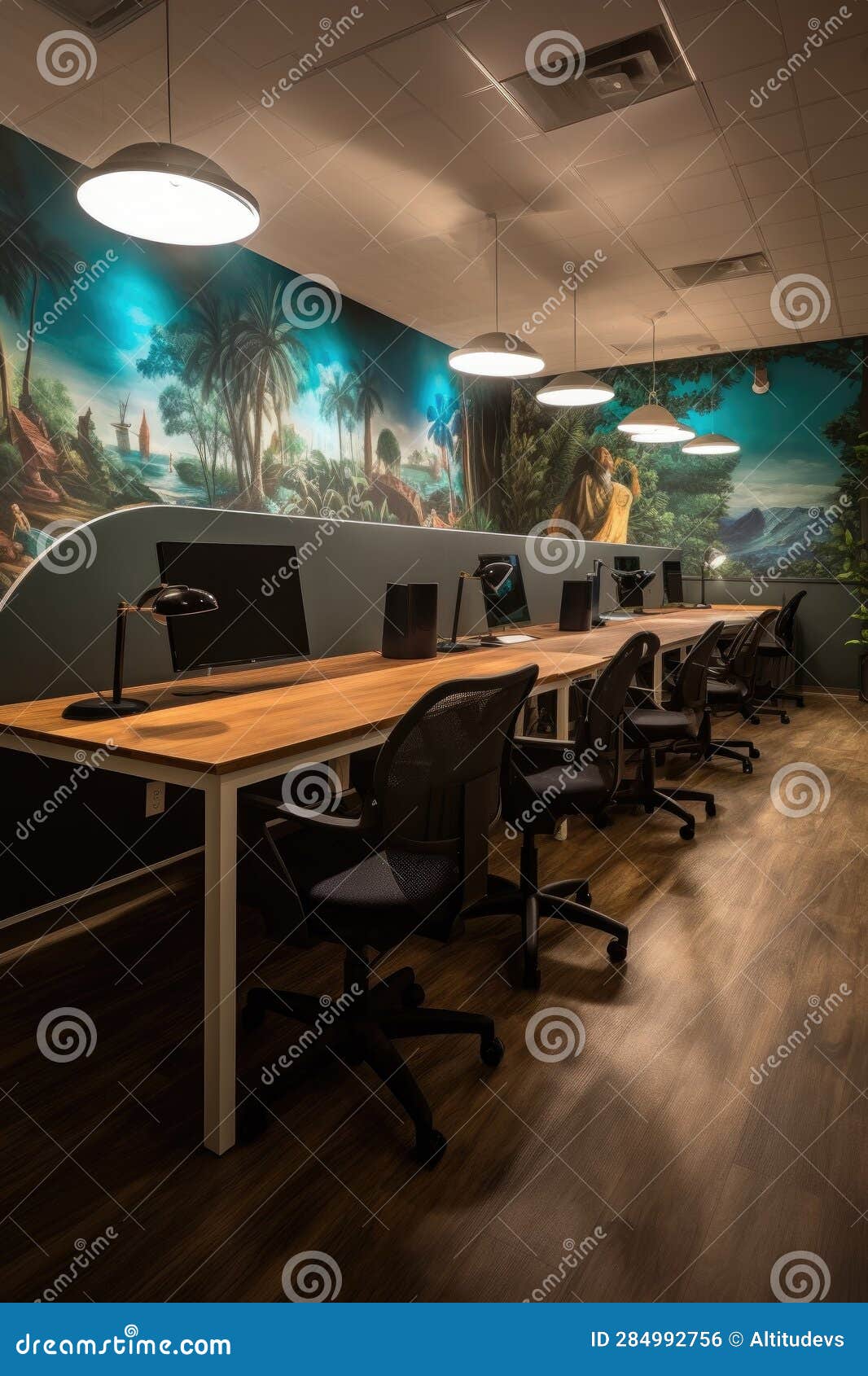 Coworking Space with Individual Workstations Stock Illustration ...