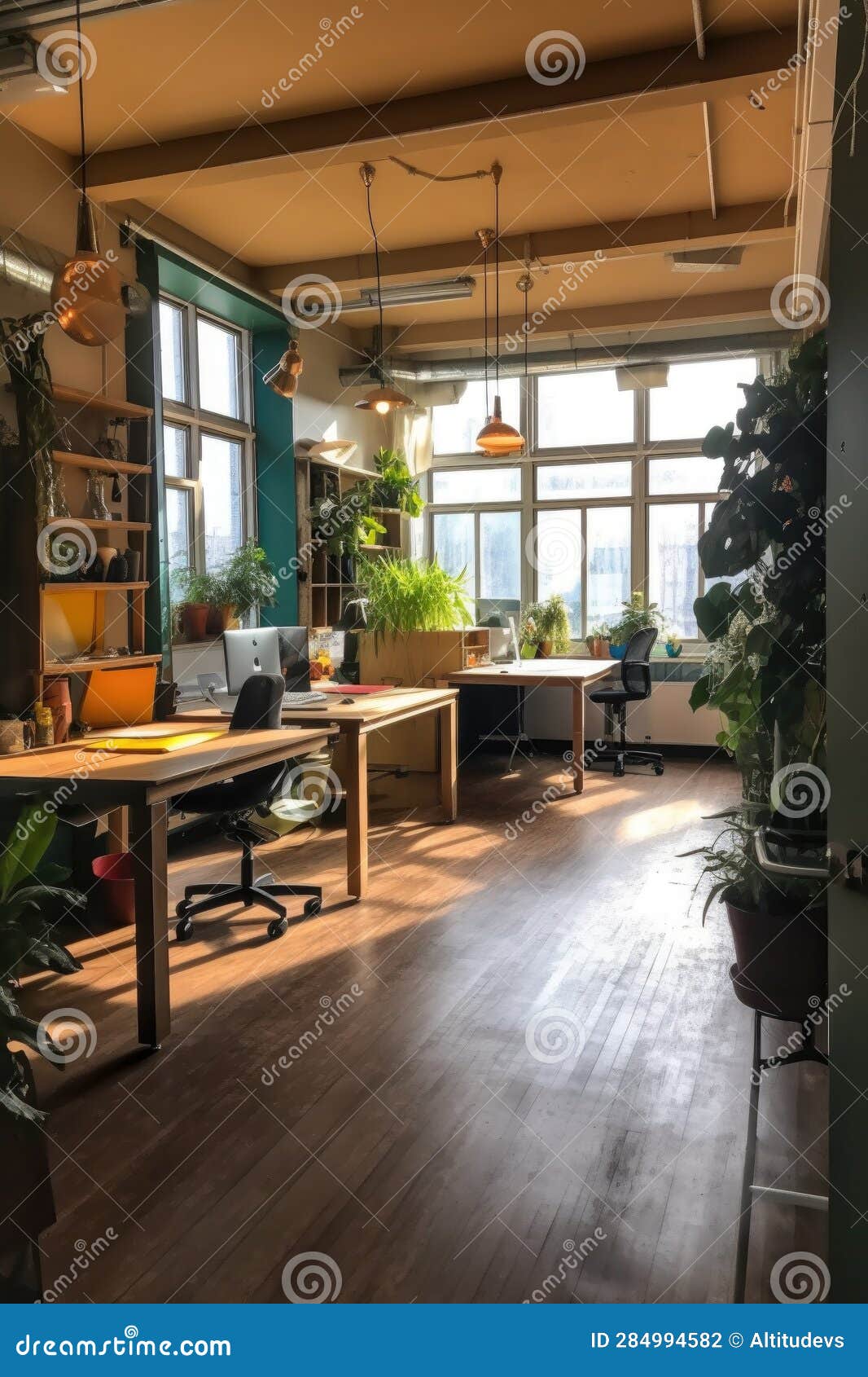 Coworking Space with Individual Workstations Stock Illustration ...