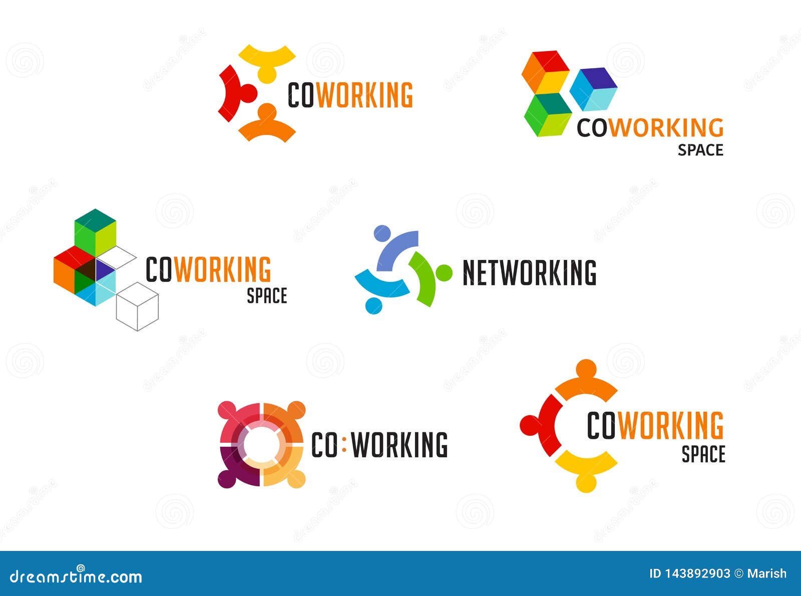 Coworking Space Icon Set Collaborative Line Style Collection For Shared ...