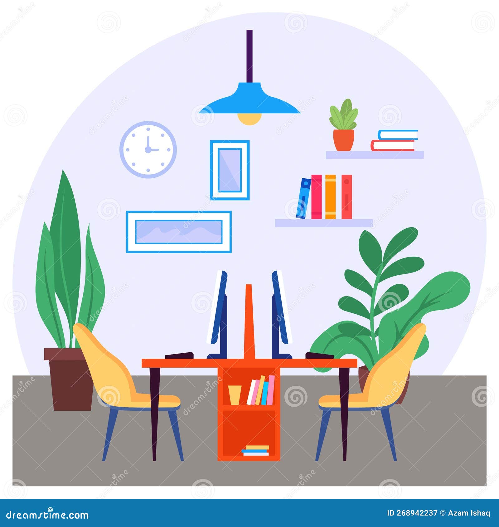 Coworking Space Workstation Concept, Self Sustainable Office Vector ...