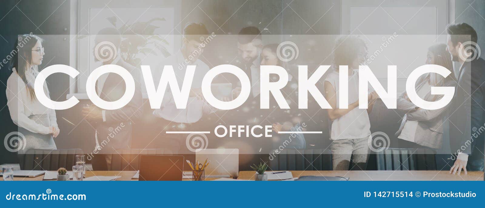 Coworking Word. Colleagues Discussing Work in Office Stock Photo ...