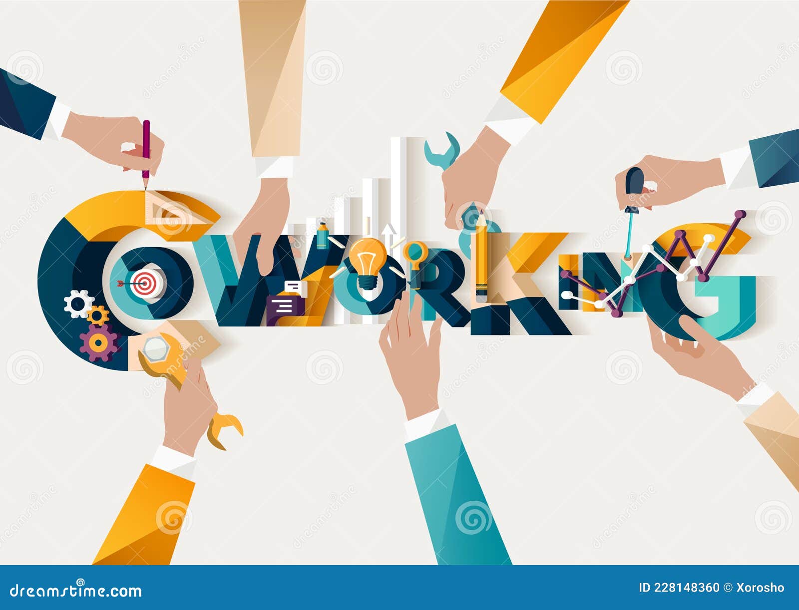 Coworking Word Concept. Typographic Poster Stock Vector - Illustration ...