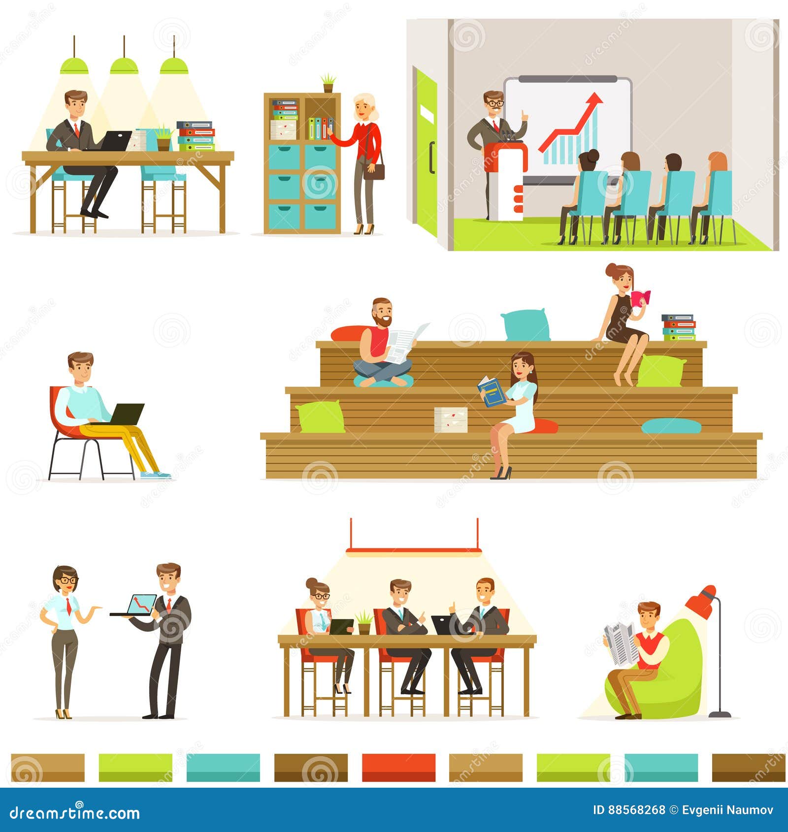 Coworking Workplace, Freelancers Sharing Space and Ideas in Office ...