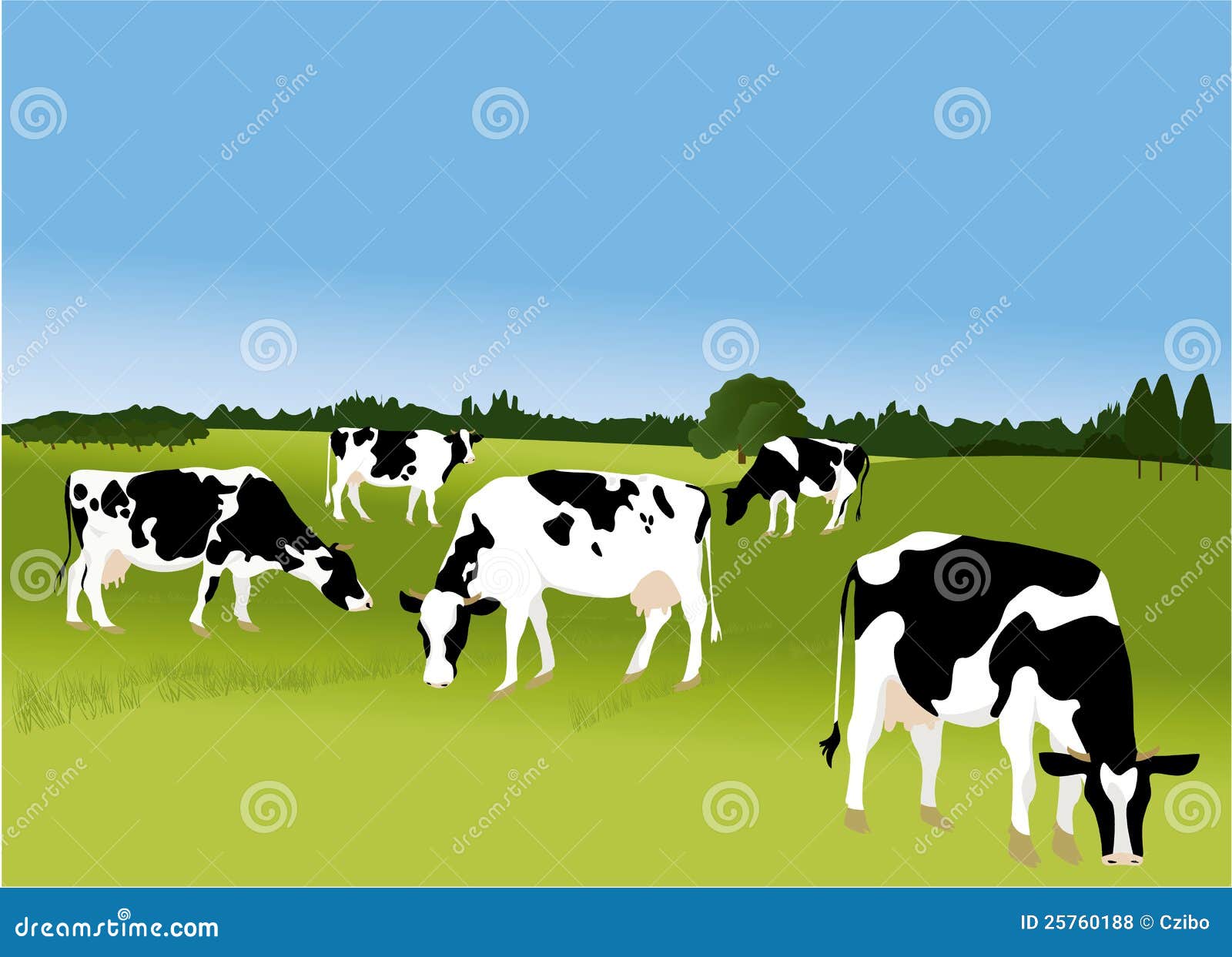 Cows stock vector. Illustration of group, cattle, cartoon - 25760188