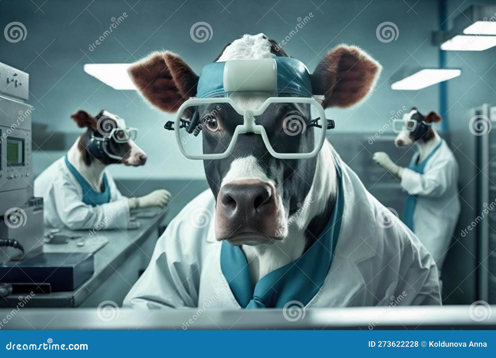Cows Dressed As Scientists Experiment on Humans in a Lab, Created with ...