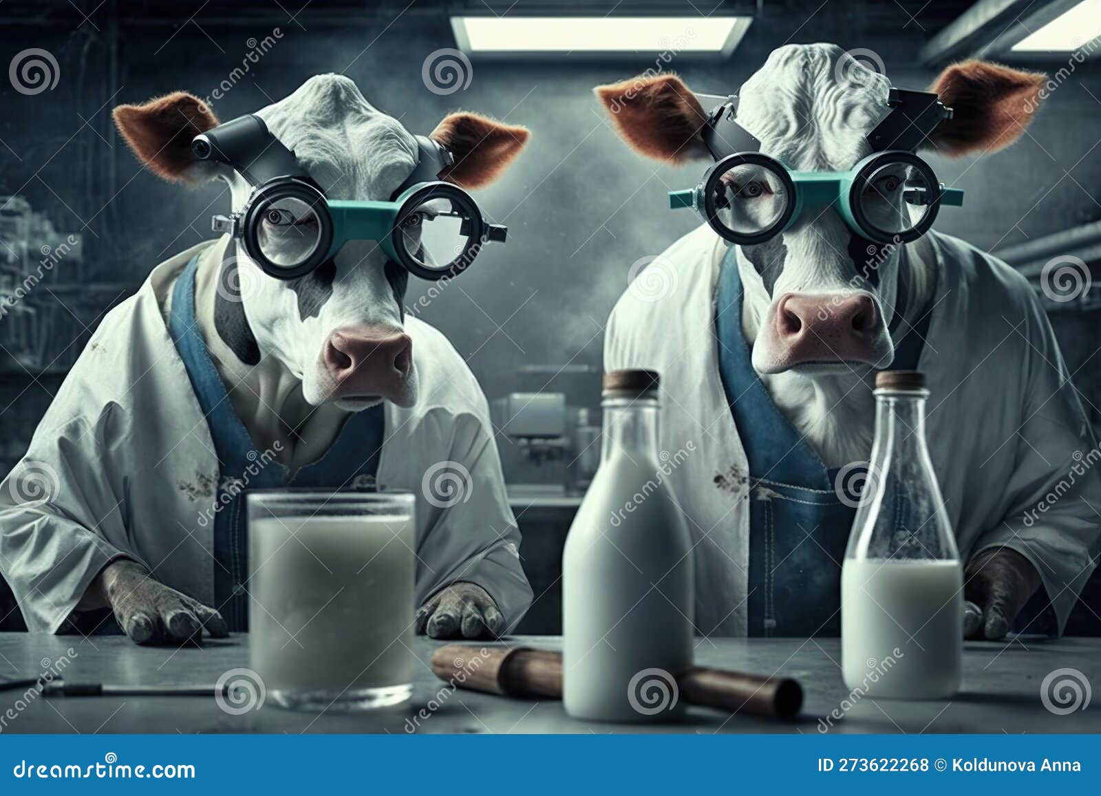 Cows Dressed As Scientists Experiment on Humans in a Lab, Created with ...