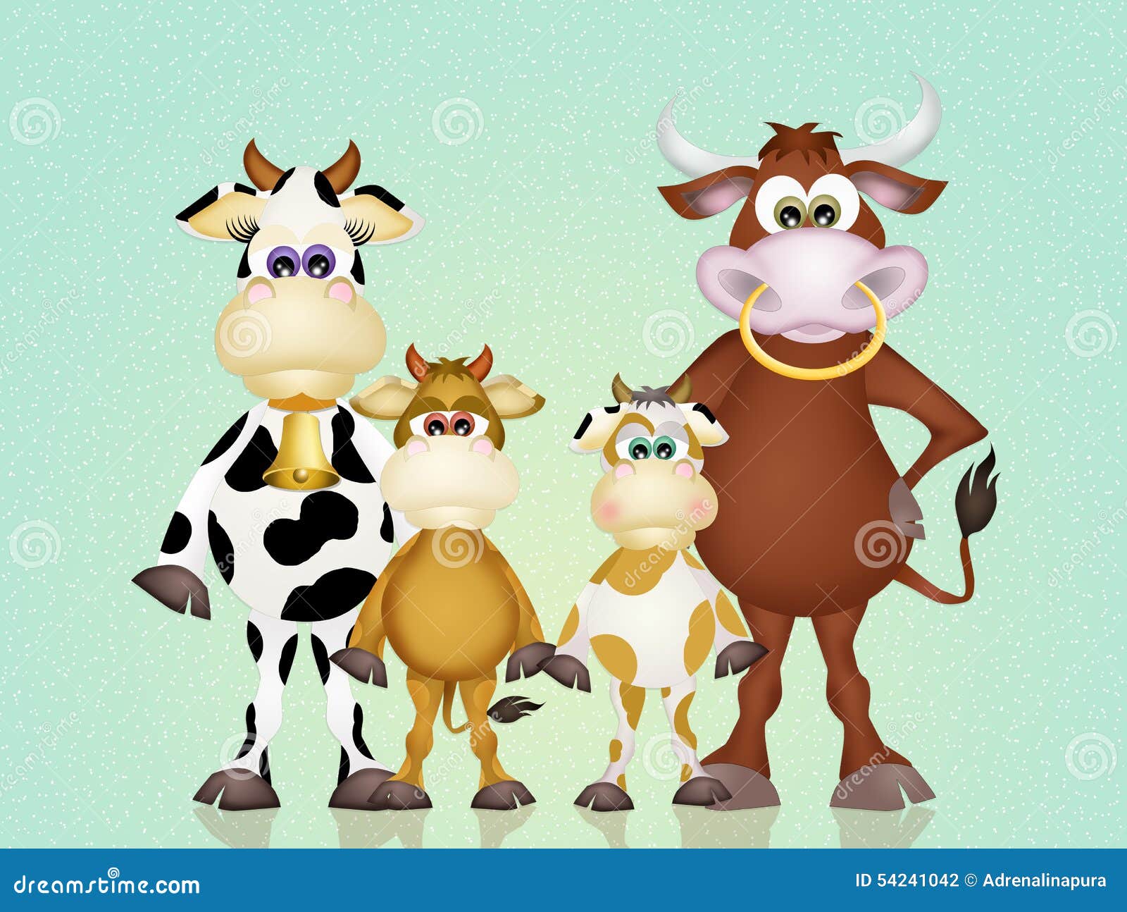 Cows family stock illustration. Illustration of animal - 54241042