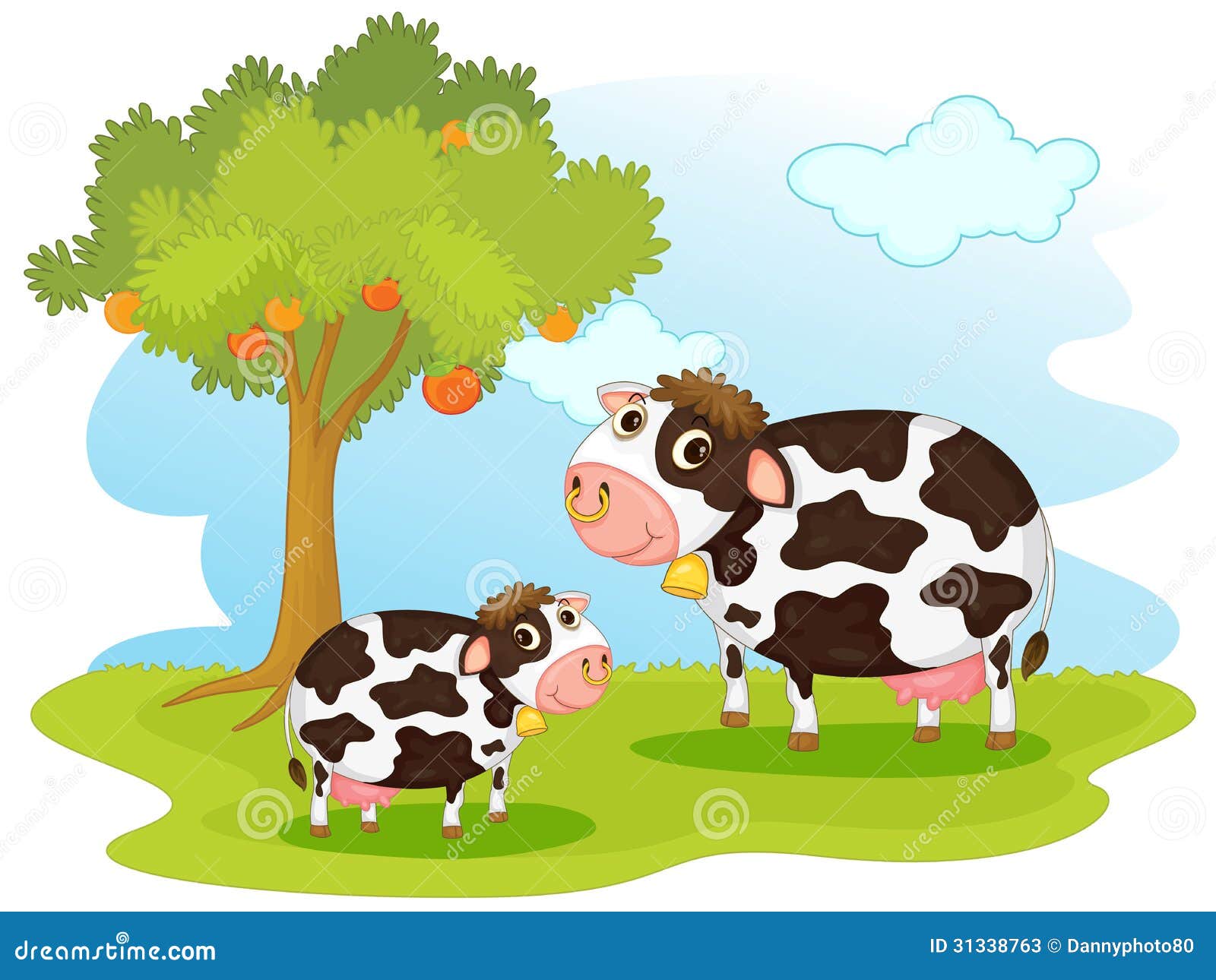 2 cows stock vector. Illustration of tree, domestic, animals - 31338763