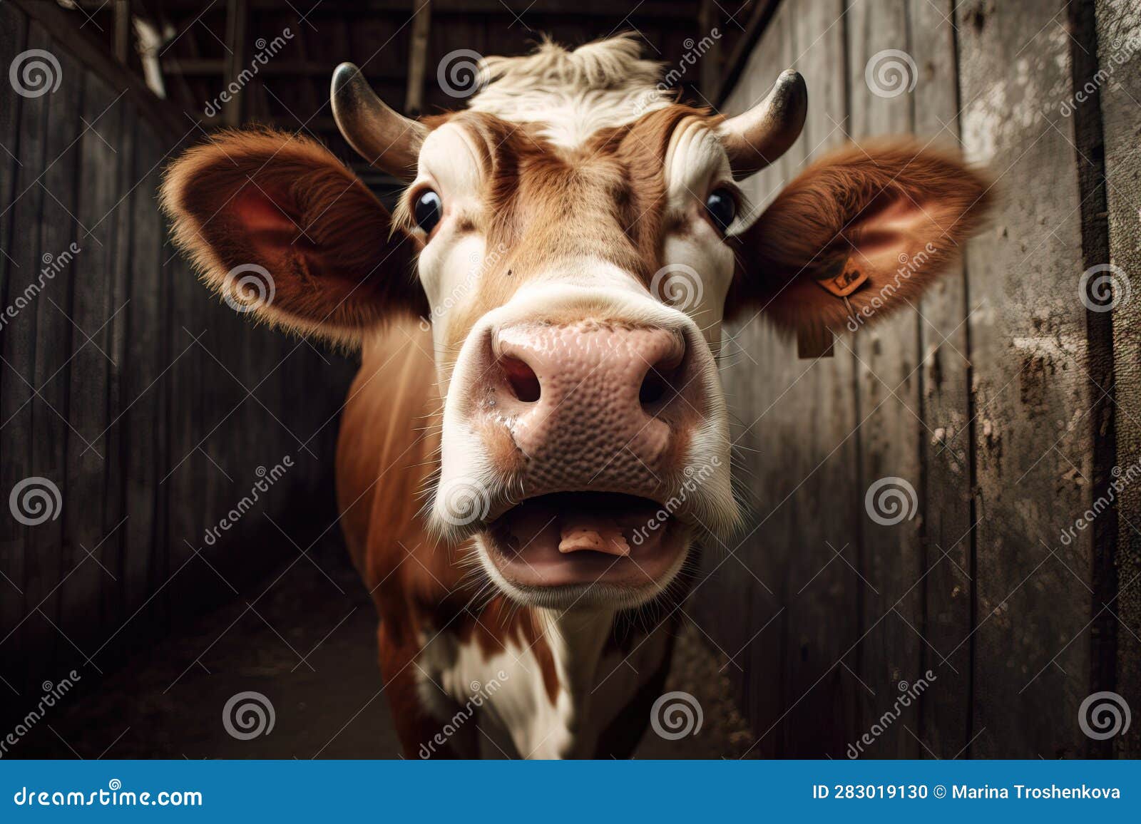 Cows Looking at the Camera. Stock Illustration - Illustration of nose ...