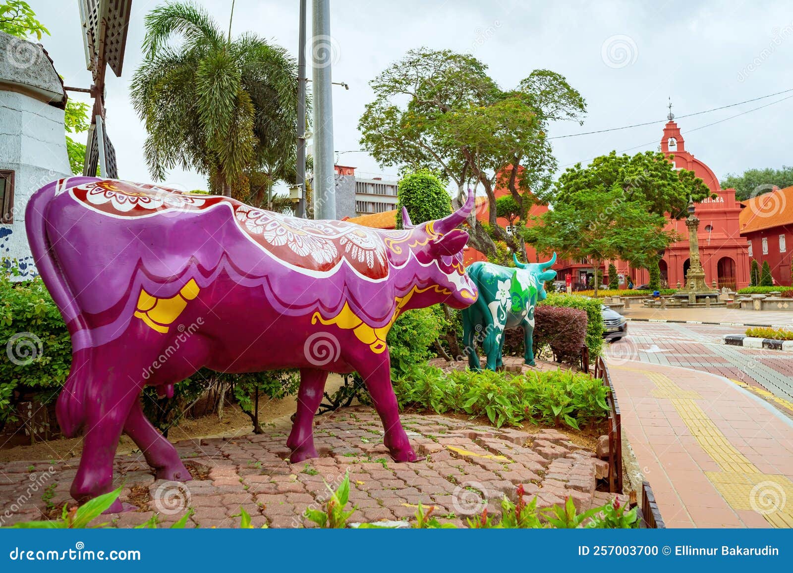 Cows Statue with Painted Decorated Design at the Roadside Editorial ...