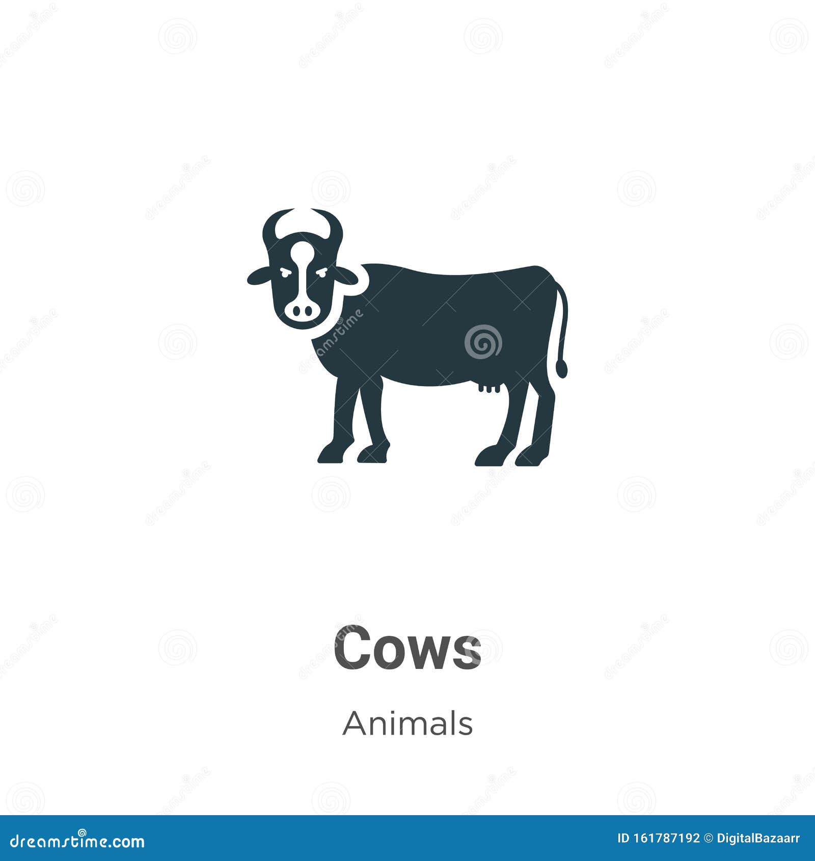 Cows Vector Icon on White Background. Flat Vector Cows Icon Symbol Sign ...
