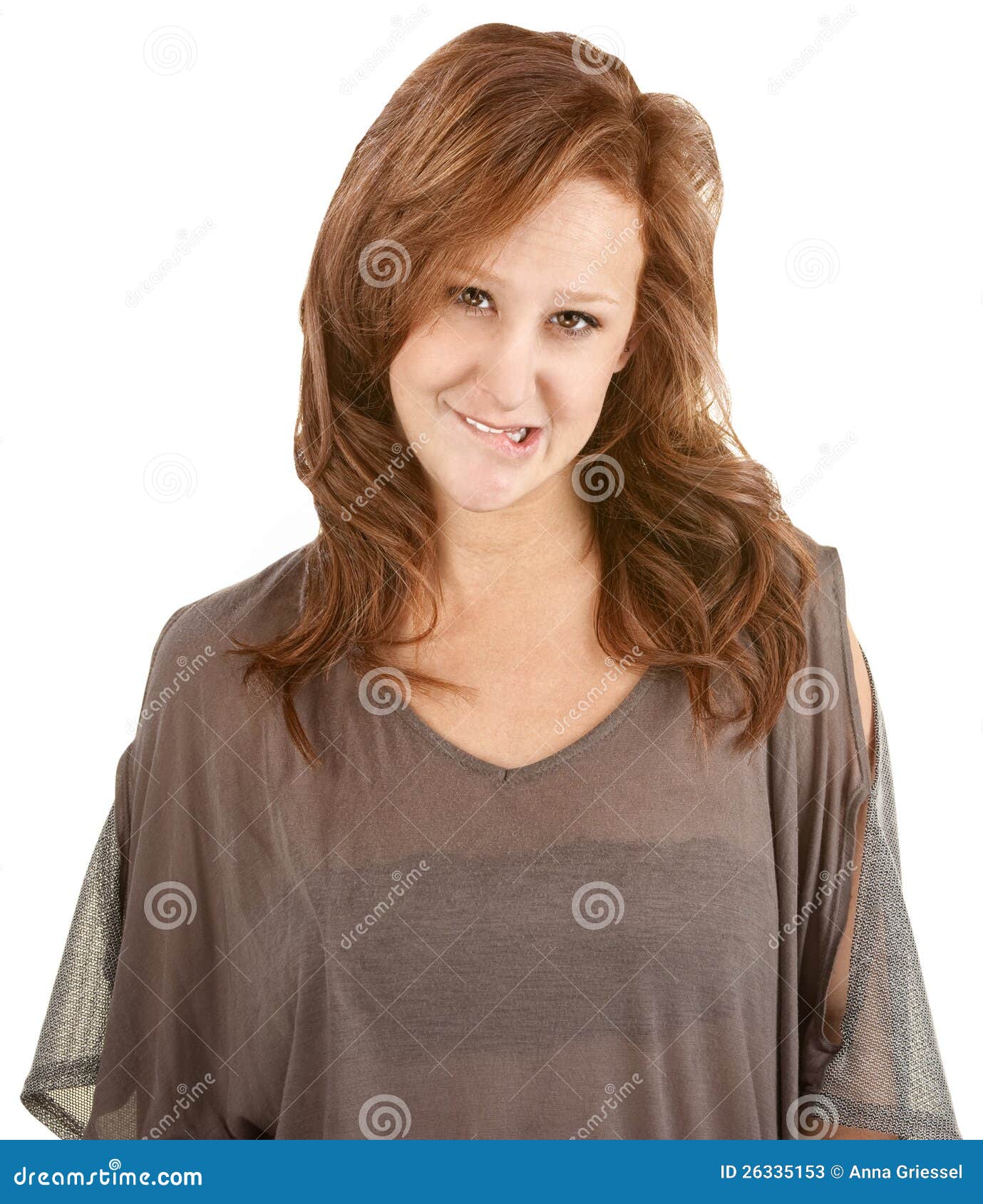 Coy Young Woman stock image. Image of biting, gorgeous - 26335153