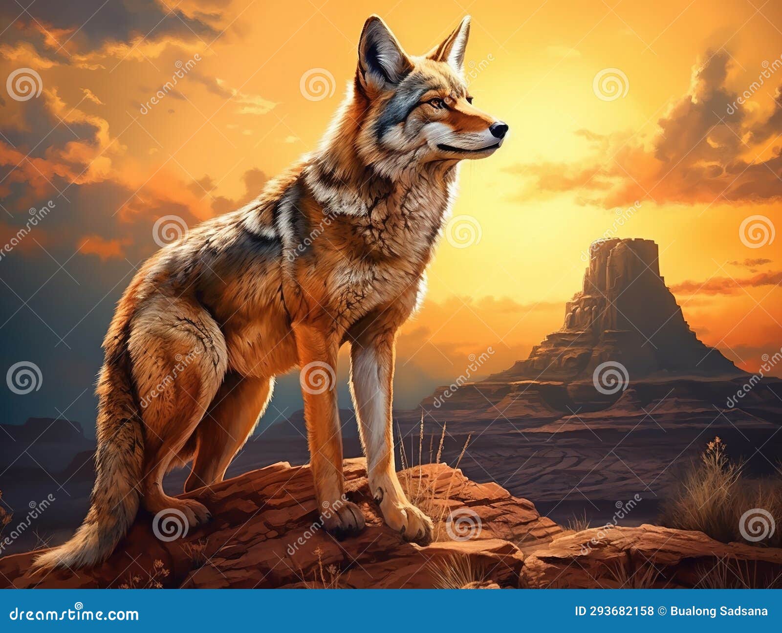 Coyote stock illustration. Illustration of fantasy, nature - 293682158
