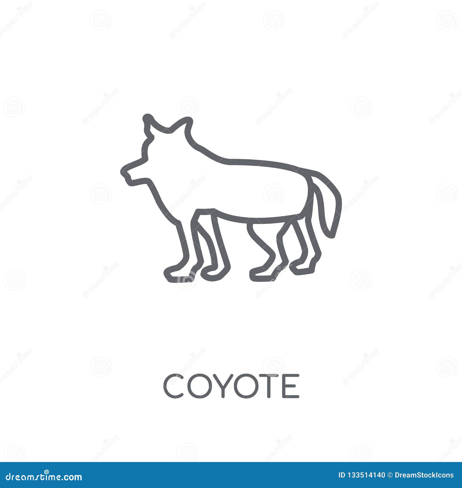Linear Coyote Icon From Animals And Wildlife Outline Collection. Thin ...