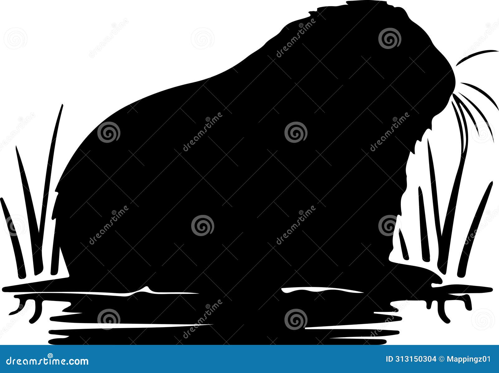 Coypu Black Silhouette Generative Ai Stock Vector - Illustration of ...