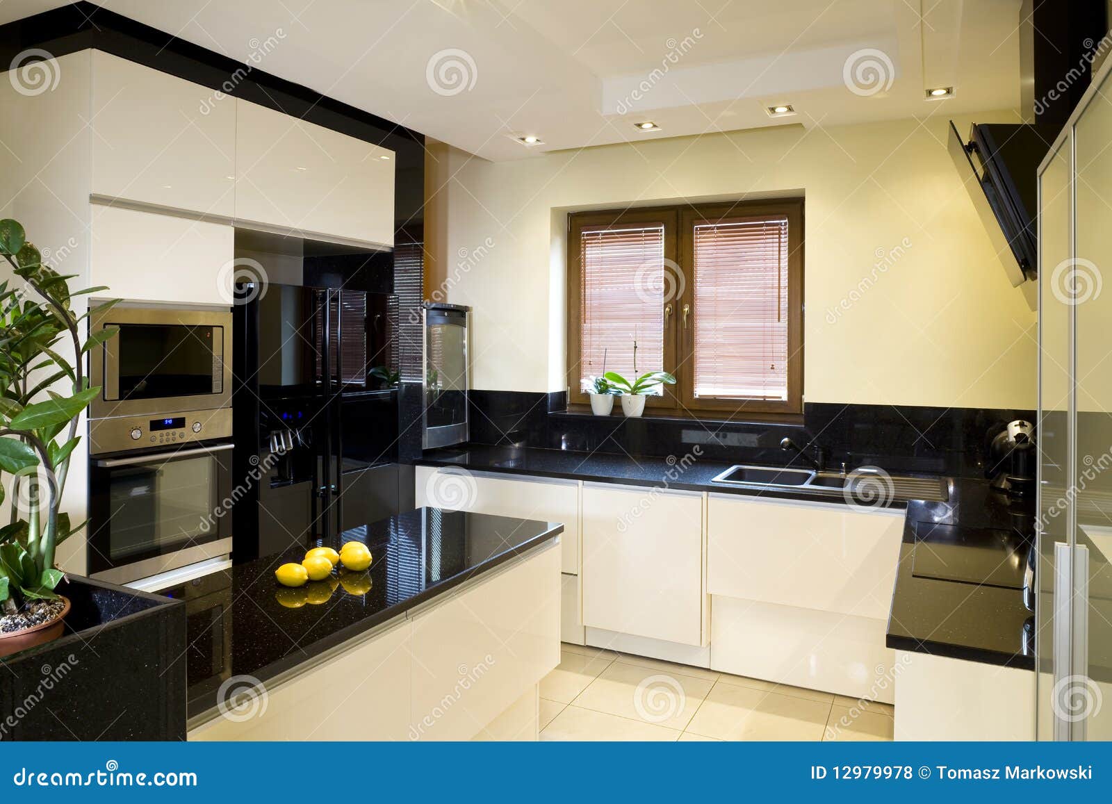 Cozinha cabida moderna foto de stock. Imagem de moderno - 12979978