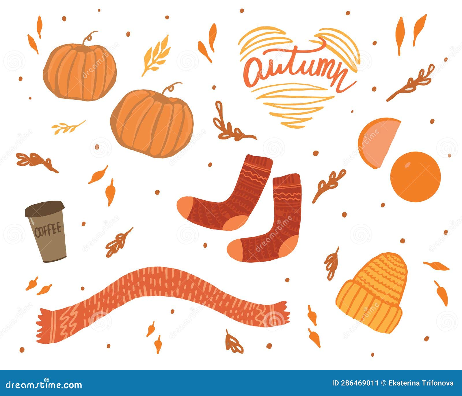 Cozy Autumn Items, Autumn Set of Decorative Vector Elements Stock ...