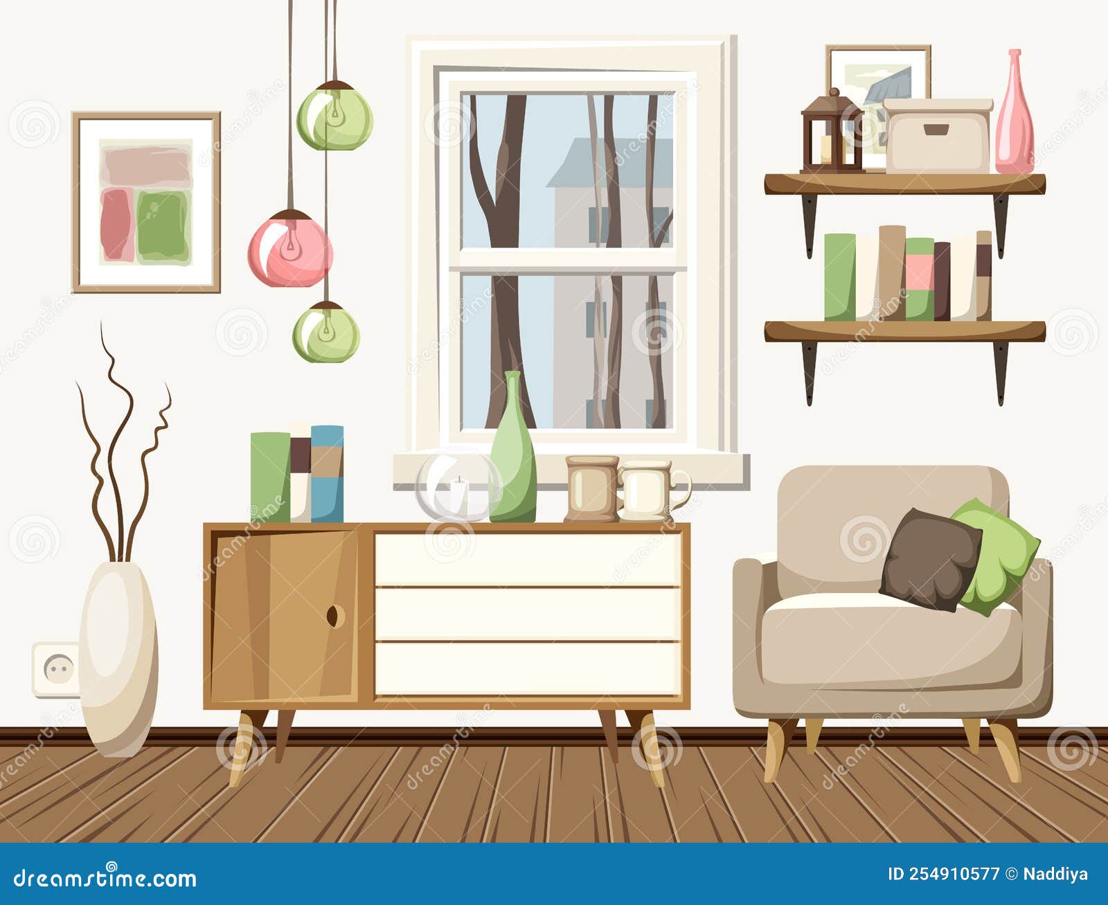 Cozy Autumn Living Room Interior. Vector Illustration Stock Vector ... Cozy Autumn Living Room Interior. Vector Illustration Stock Vector ...