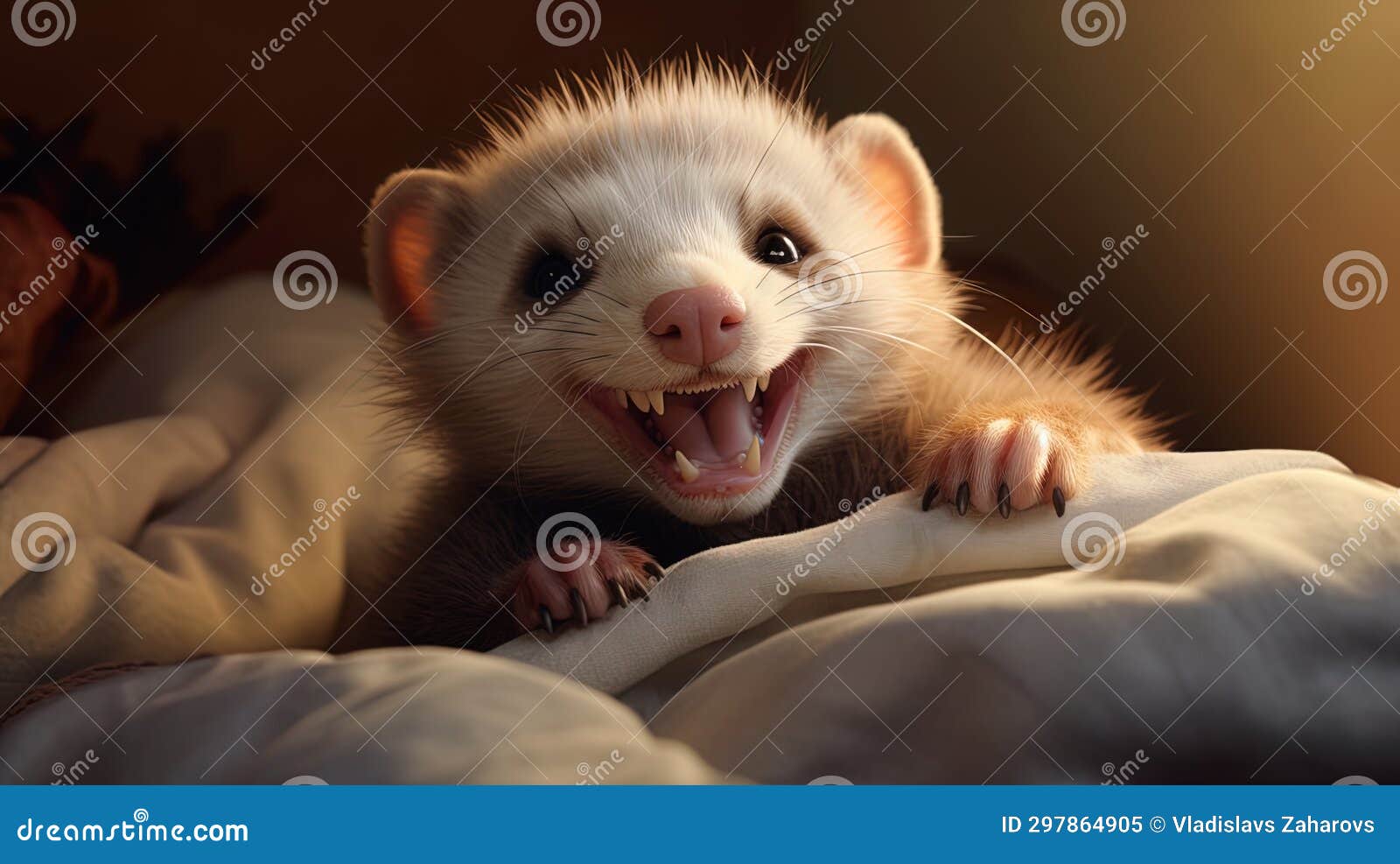 Cozy Bed Cradles a Smiling Ferret Stock Illustration - Illustration of ...