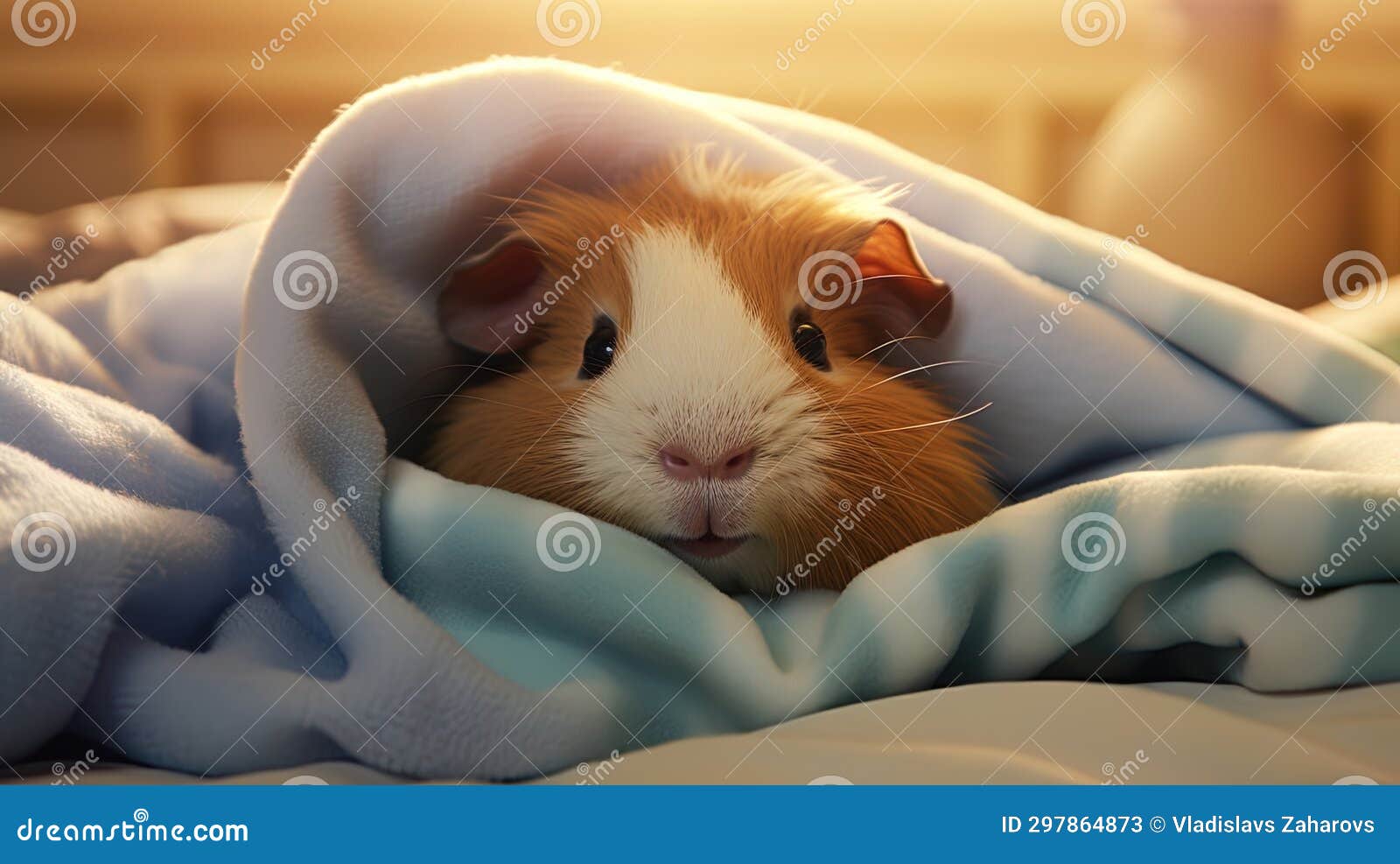 Cozy Bed Cradles a Smiling Guinea Pig Stock Illustration - Illustration ...