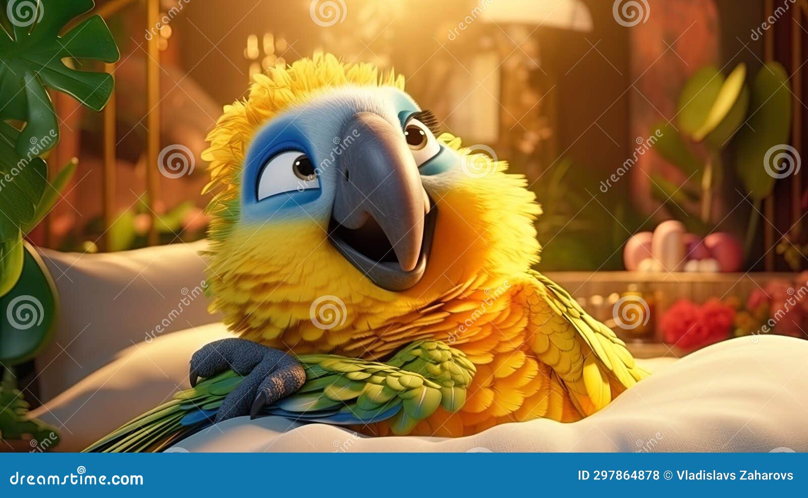 Smiling Parrot On Tree Illustration Vector Hand Drawn Isolated On White ...