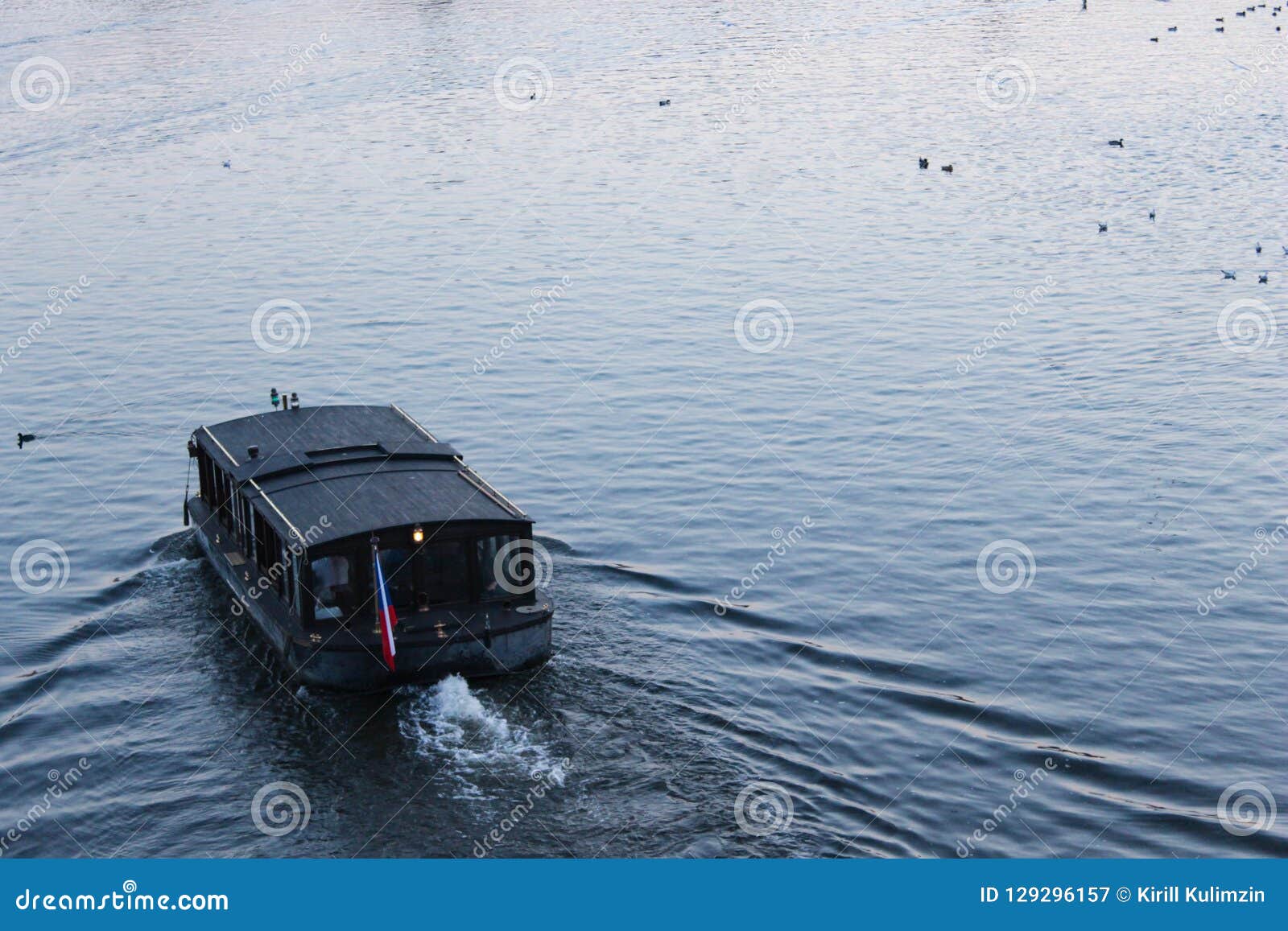 Cozy boat on the river stock image. Image of transportation - 129296157