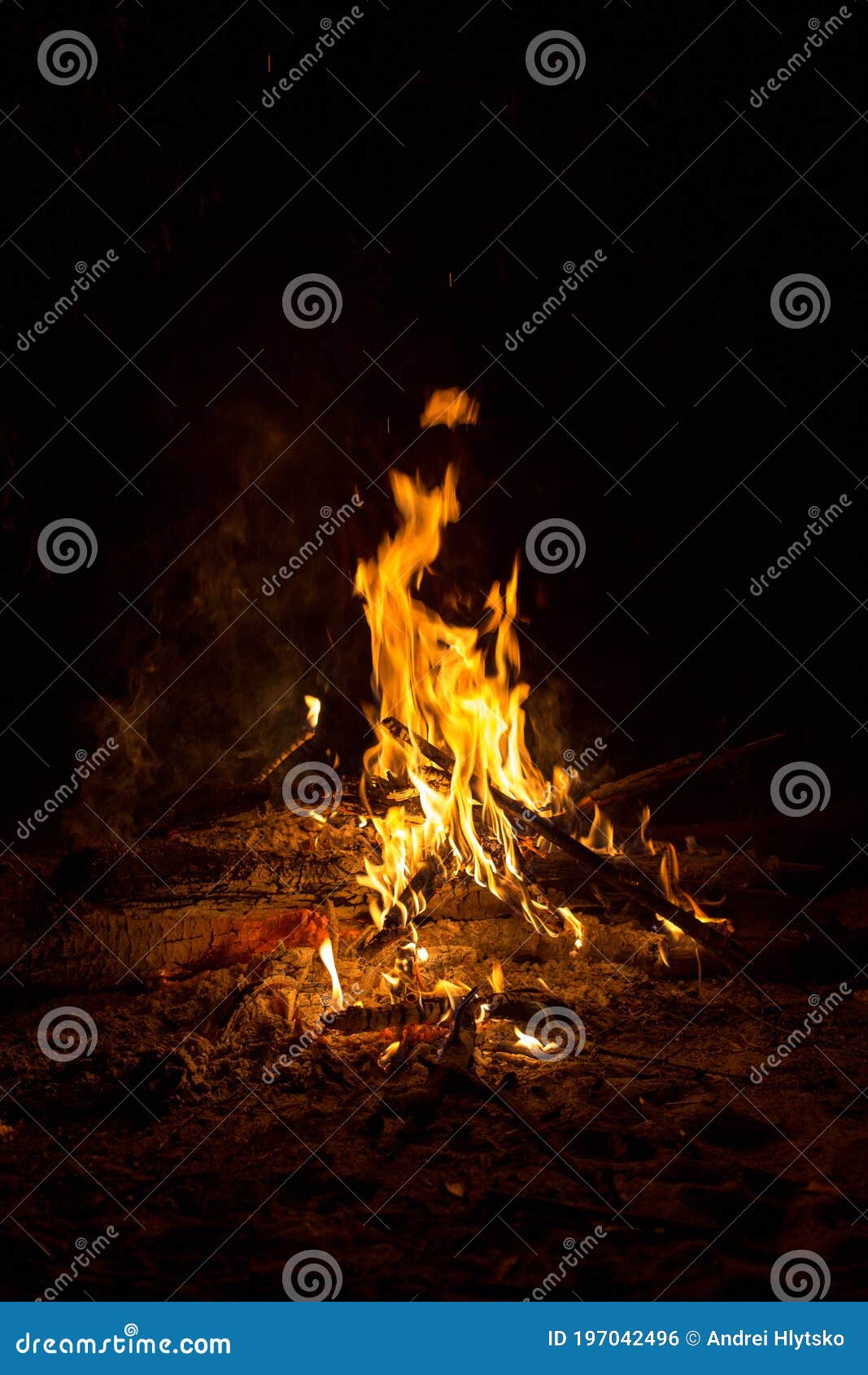 Cozy Bonfire in the Silence of the Night Stock Photo - Image of ocean ...
