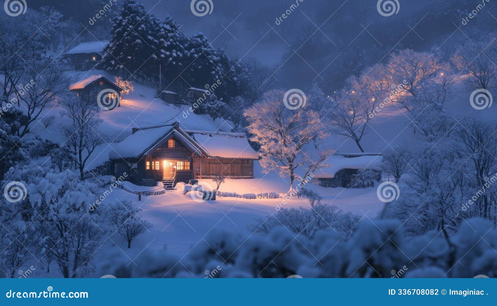 Twilight In A Forest With An Invisible Treehouse Hinted At By Floating ...