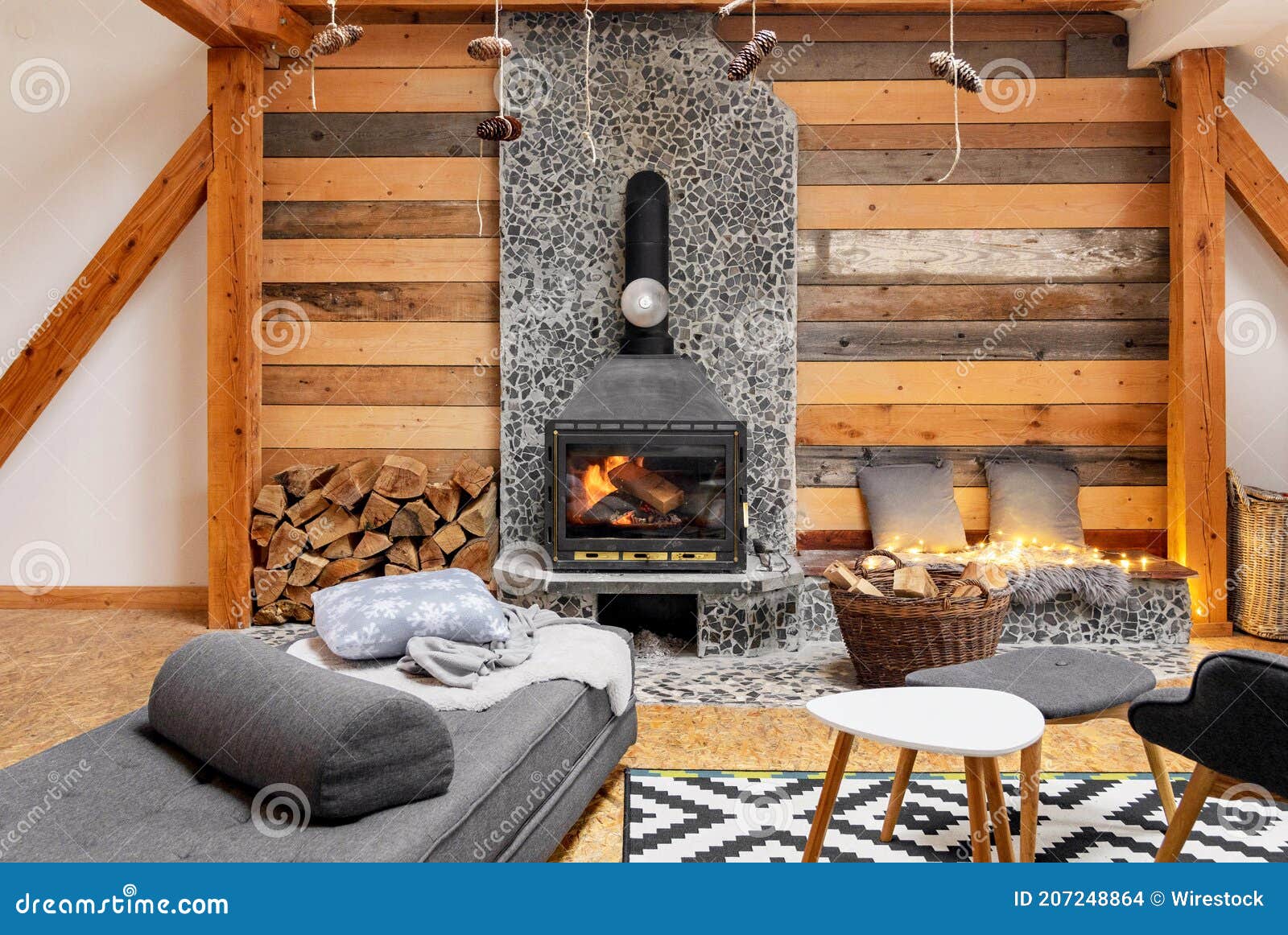 Cozy Log Cabin Style House Exterior. Stock Image | CartoonDealer.com ...