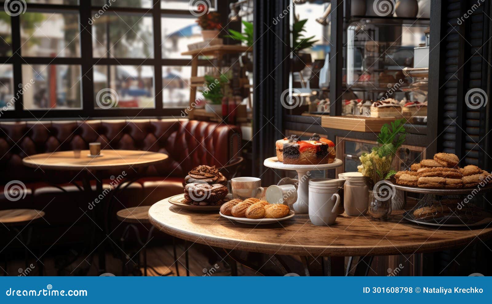 Cozy Cafe Corner with Aromatic Coffee and Desserts Stock Photo - Image ...