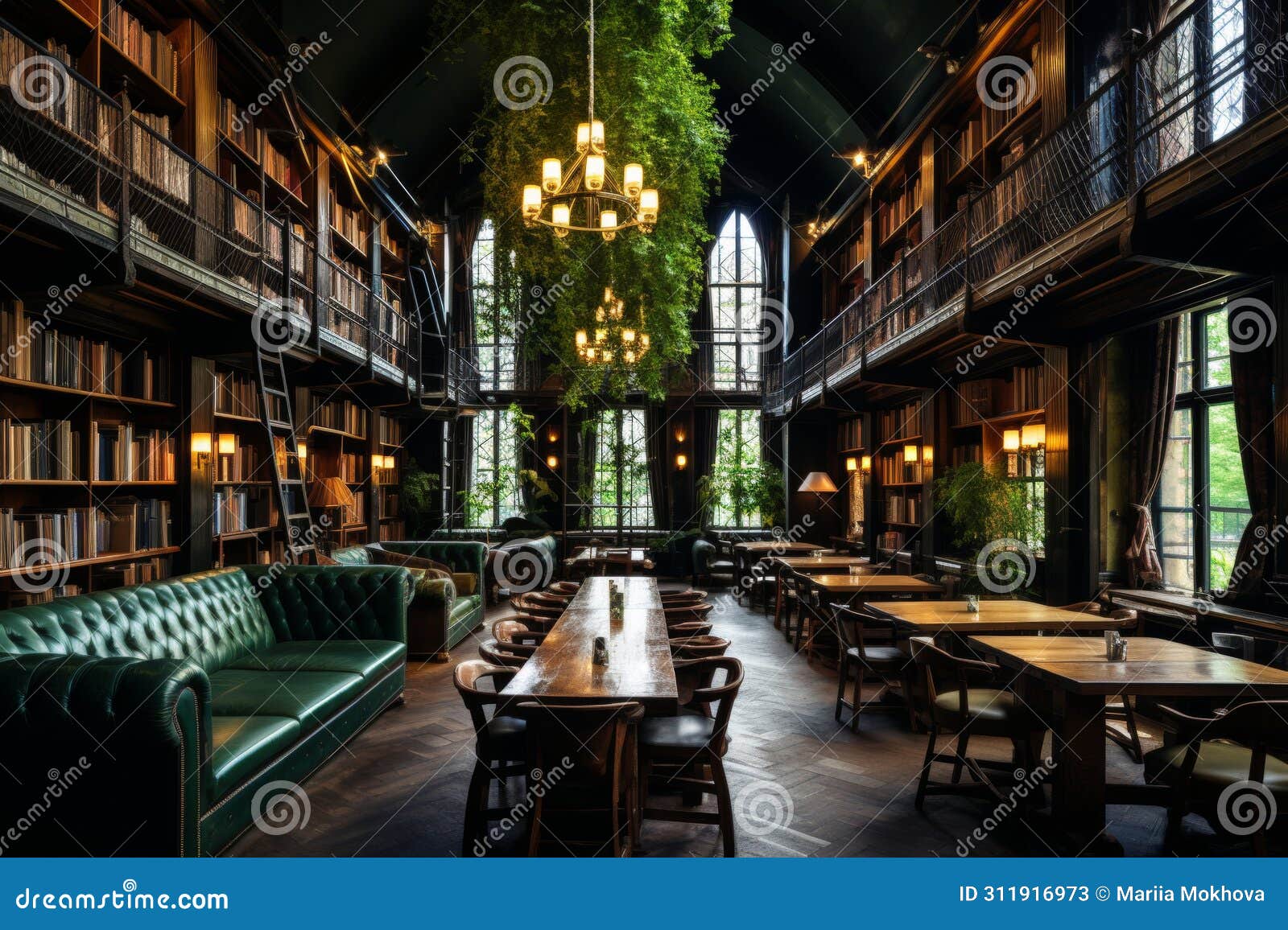 Cozy Cafe Library Interior with Bookshelves and Relaxing Atmosphere for ...