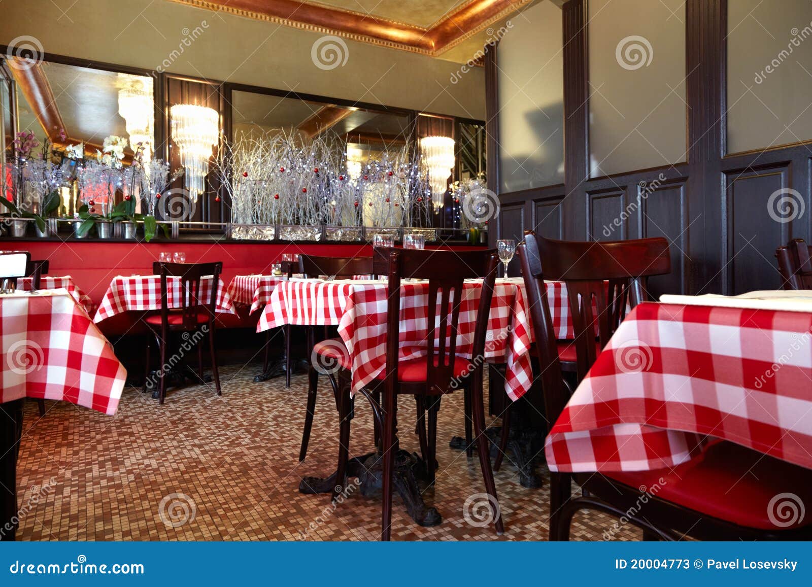 Cozy Cafe with Tables Covered with Tablecloths Stock Image - Image of ...