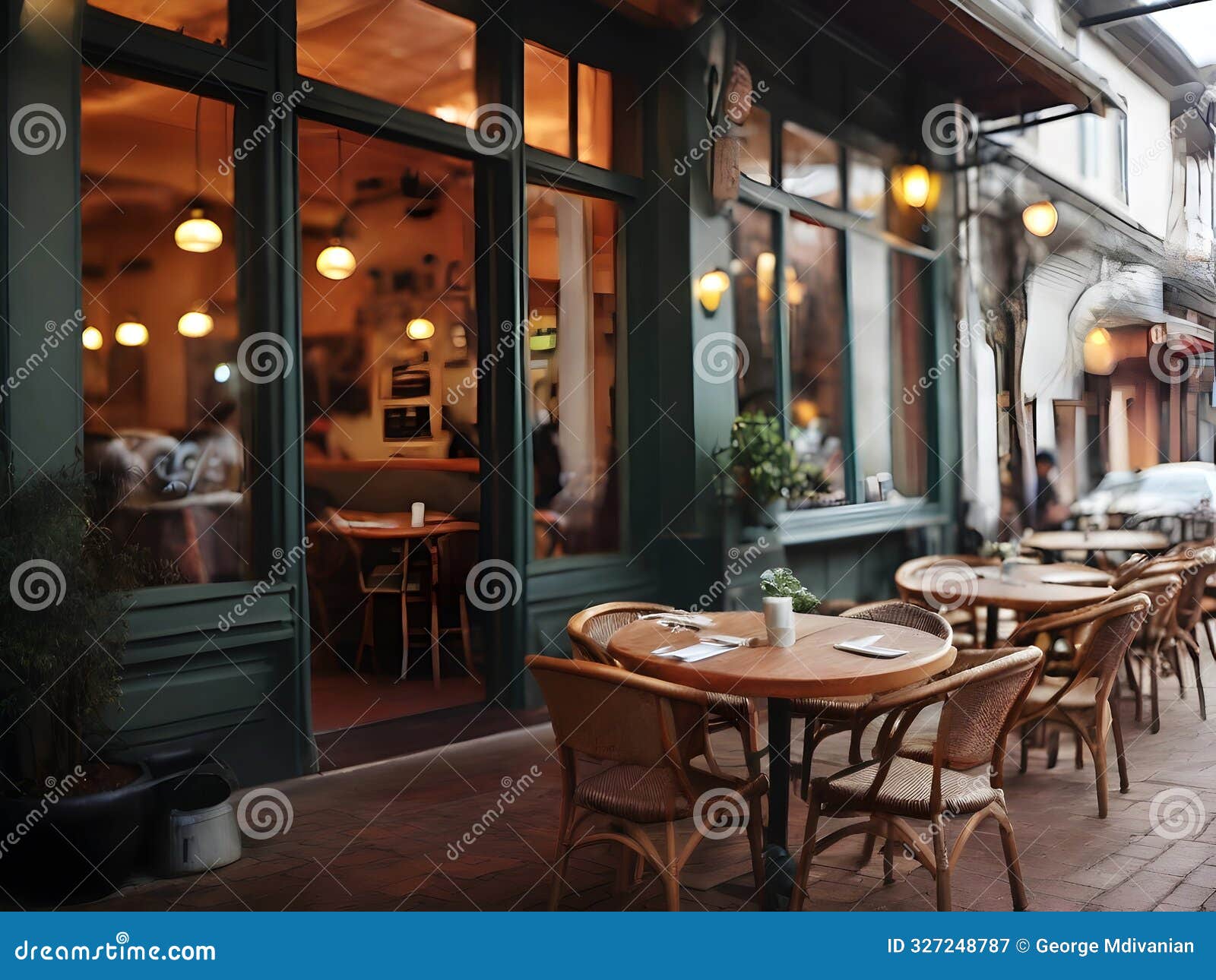 Cozy Cafe View in French Style Stock Illustration - Illustration of ...