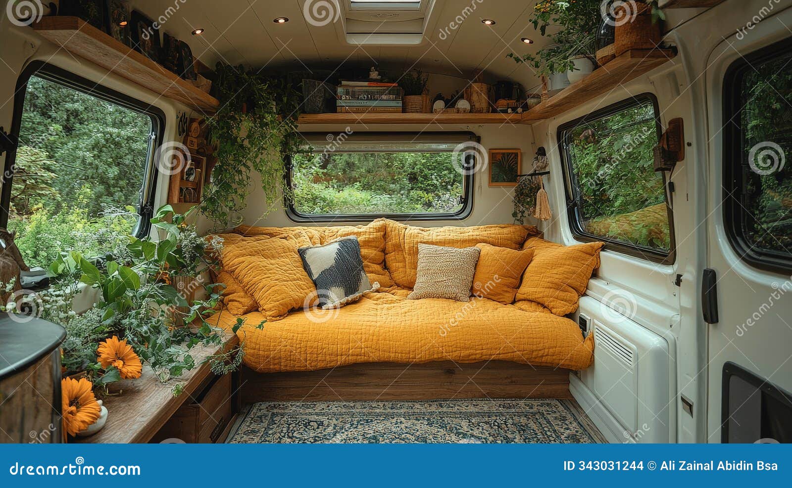 Cozy Camper Van Interior stock illustration. Illustration of cozy ...