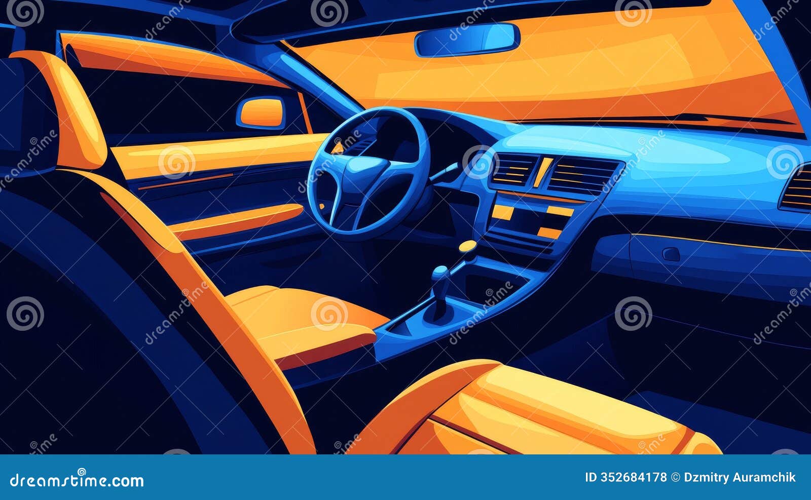 A Cozy Car Interior Featuring Seats and the Dashboard Illuminated at ...