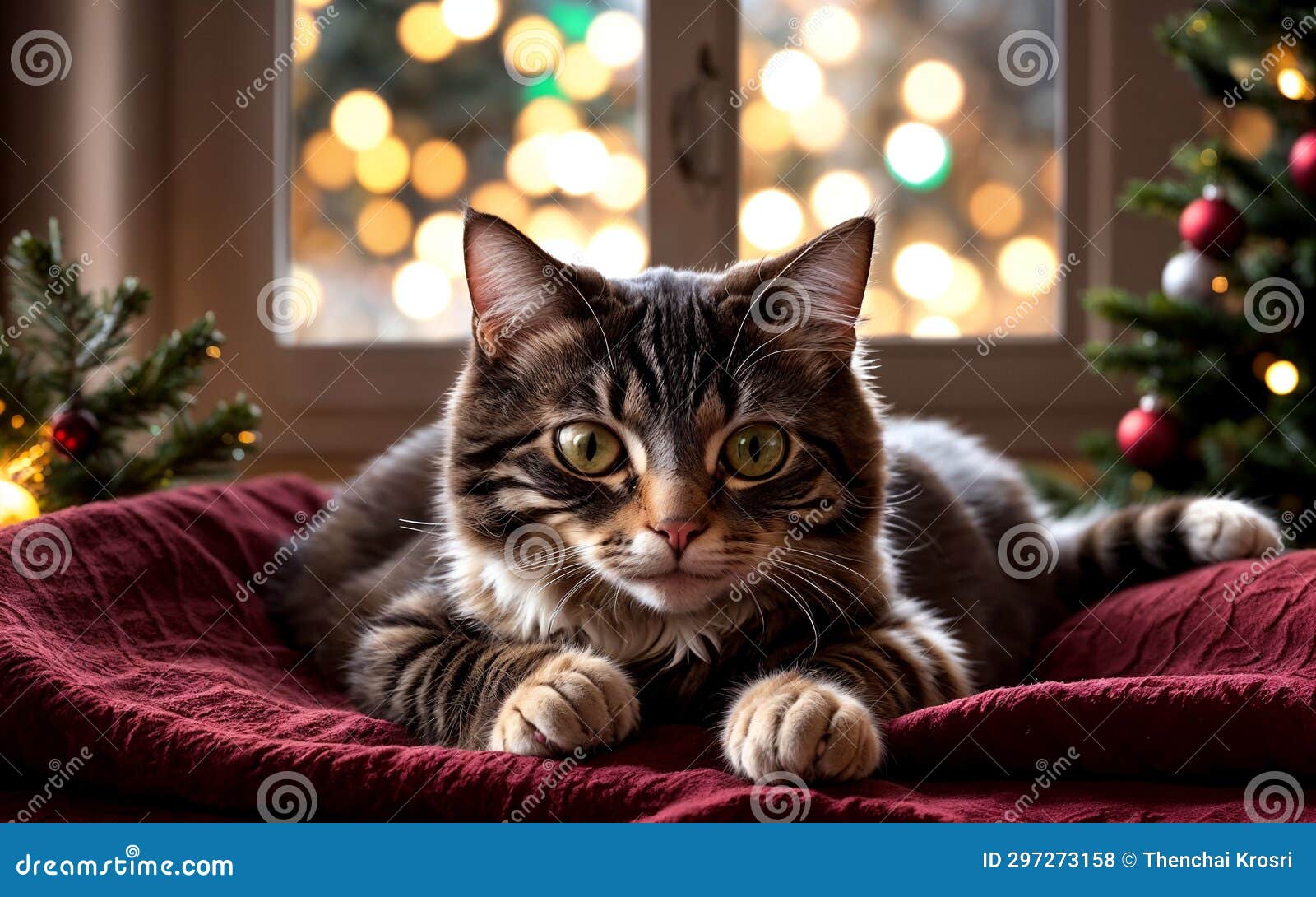 Cozy Christmas Comforts a Charming Scene with Cats and Festive Warmth ...