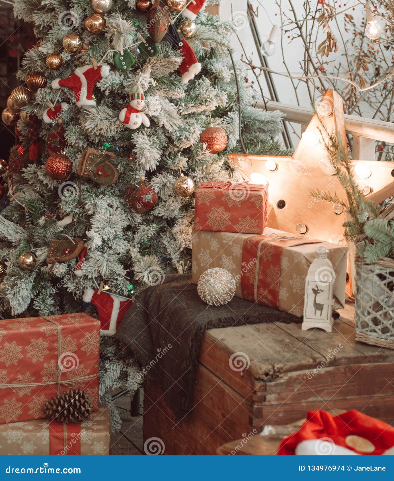 Cozy Christmas Still Life with a Lantern in the Form of a Star and a ...