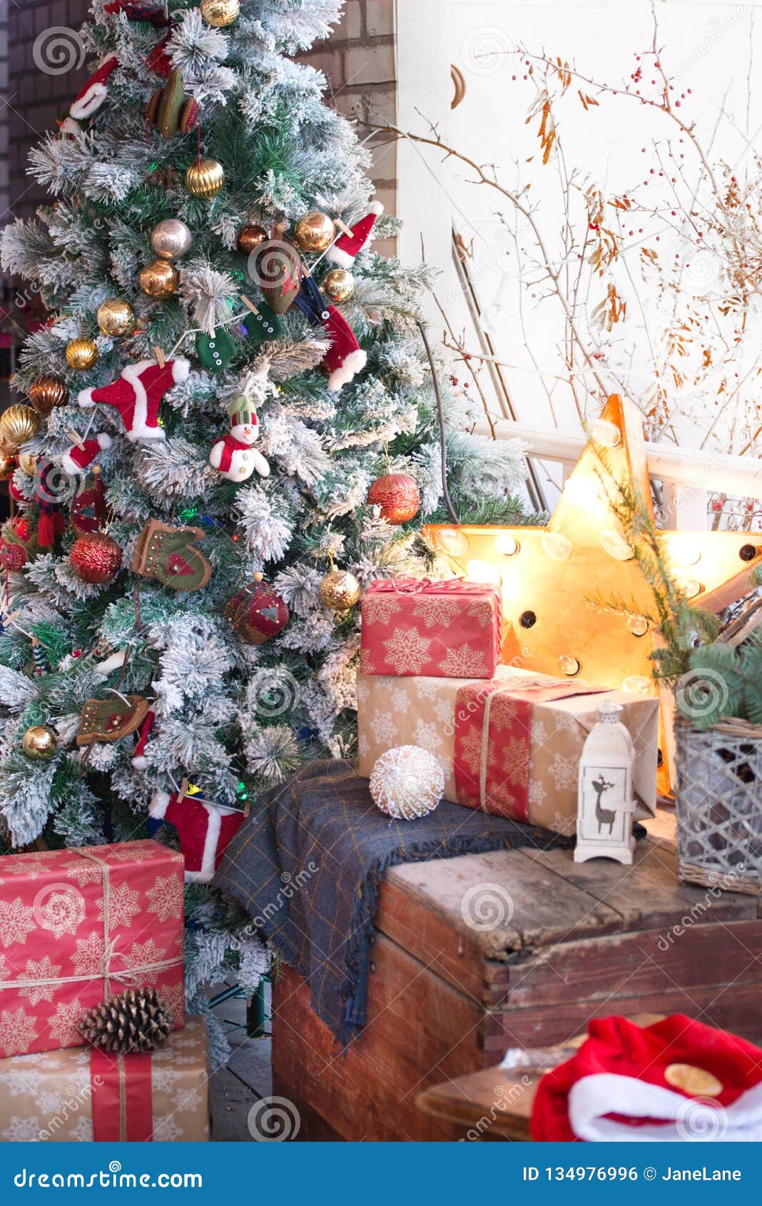 Cozy Christmas Still Life with a Lantern in the Form of a Star and a ...