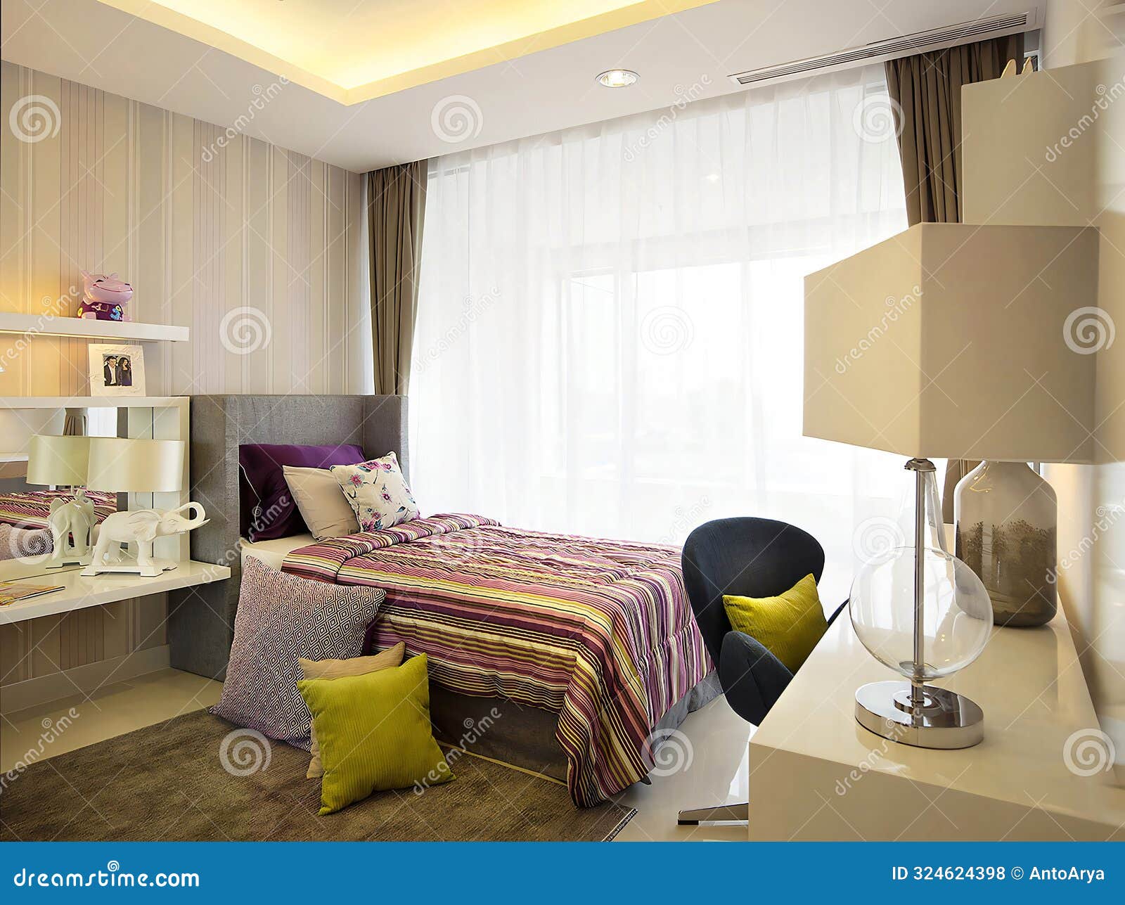 Cozy Comfort Bedroom Featuring Bed and Modern and Luxurious Decor ...