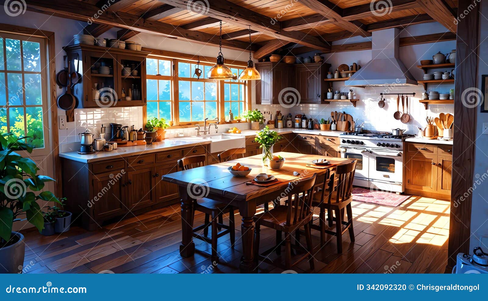 Cozy Cottage Kitchen Aesthetic Anime Style for Backgro Ai Generated ...