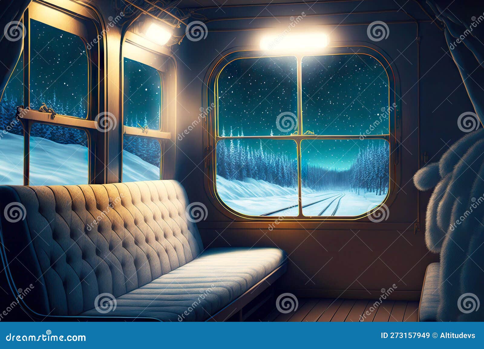 Cozy Coupe Polar Express Train with Soft Sofa and Large Window Stock ...