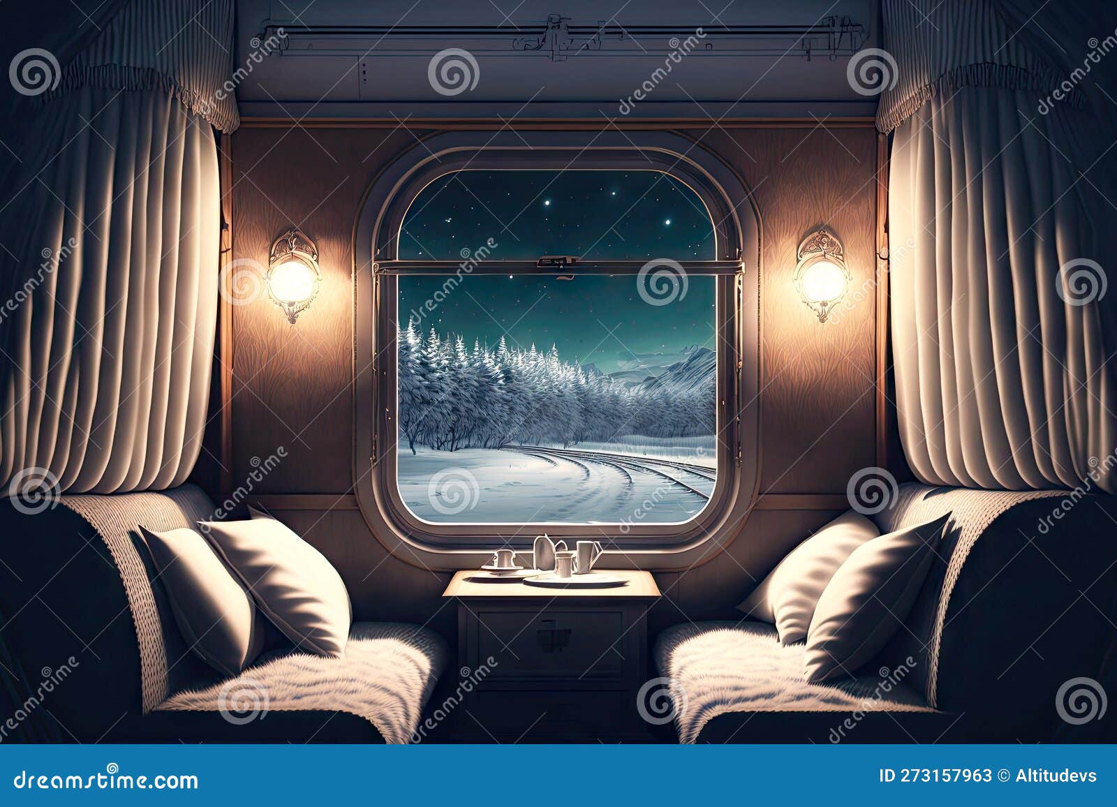 Cozy Coupe Polar Express Train with Soft Sofa and Large Window Stock ...