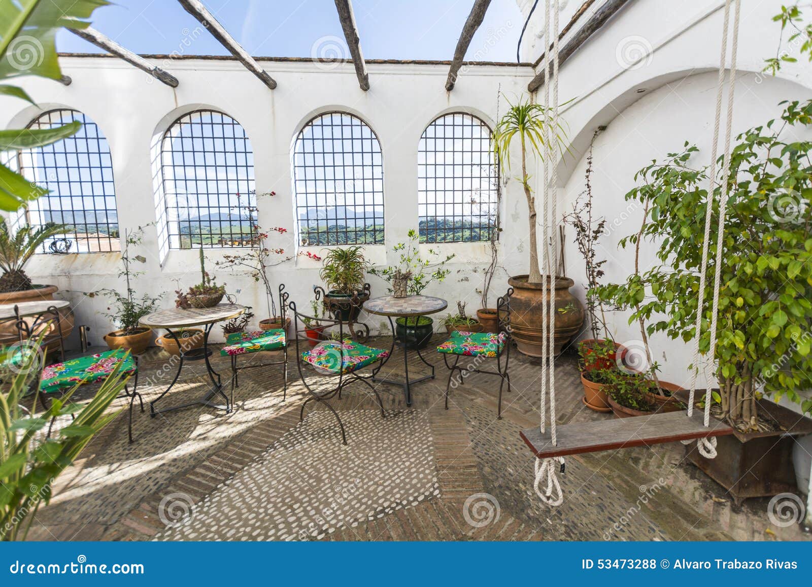 Cozy courtyard with plants stock photo. Image of nature - 53473288