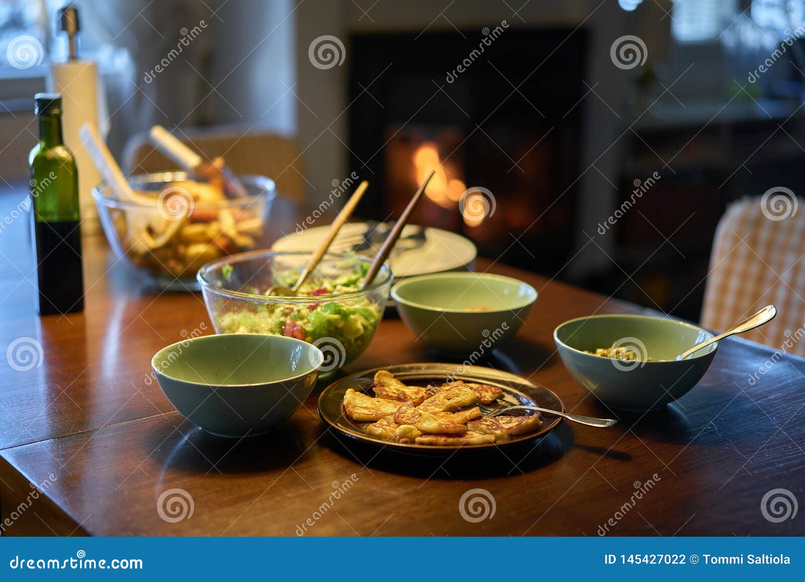 Cozy Dinner stock photo. Image of christmas, wooden - 145427022